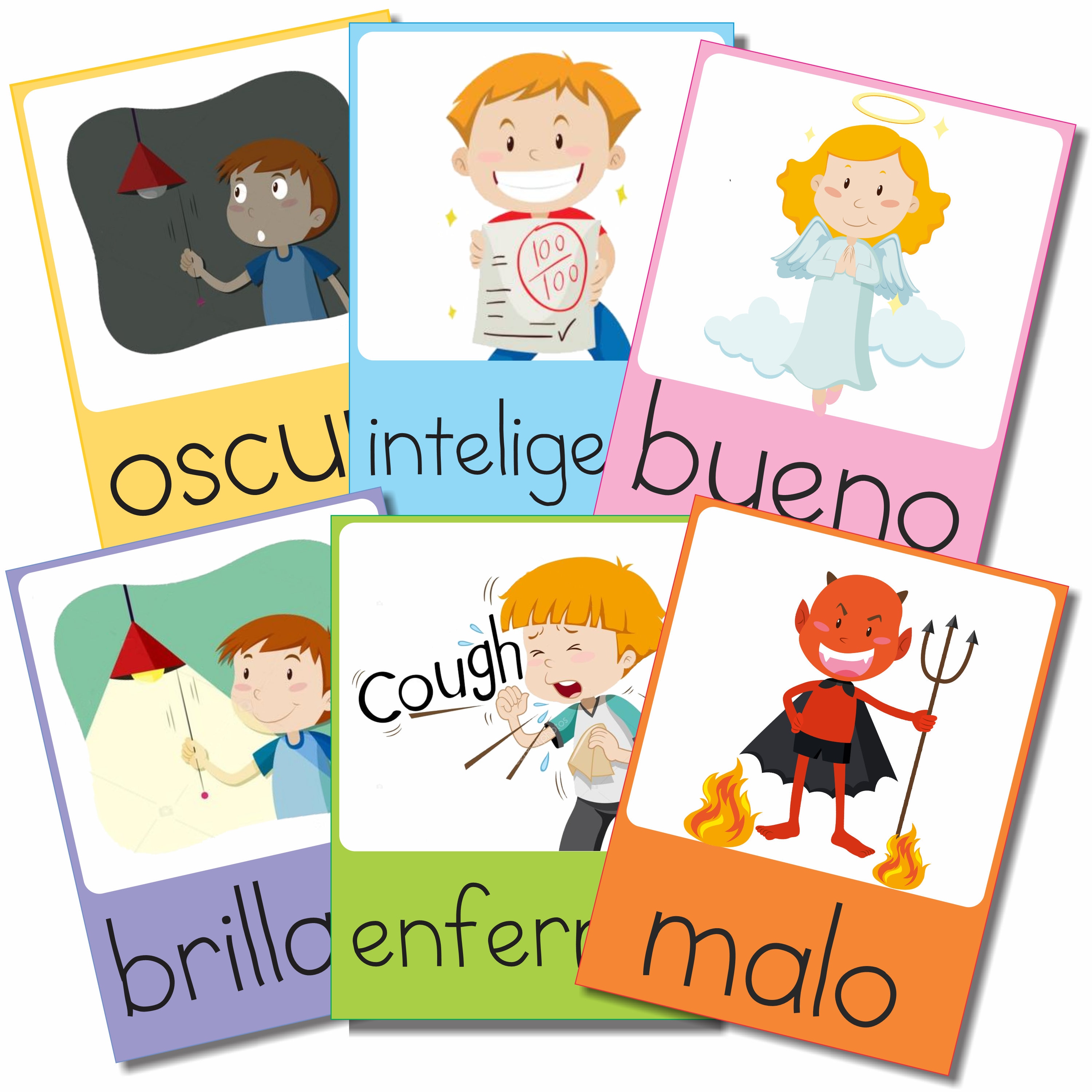 Flashcards Adjetivos en Español Printable SPANISH Flashcards Adjectives ...