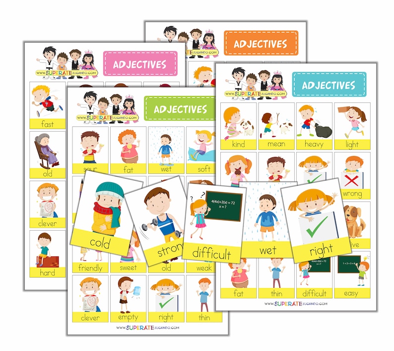 Lotería Adjetivos en INGLES para imprimir - Printable ADJECTIVES Bingo ...