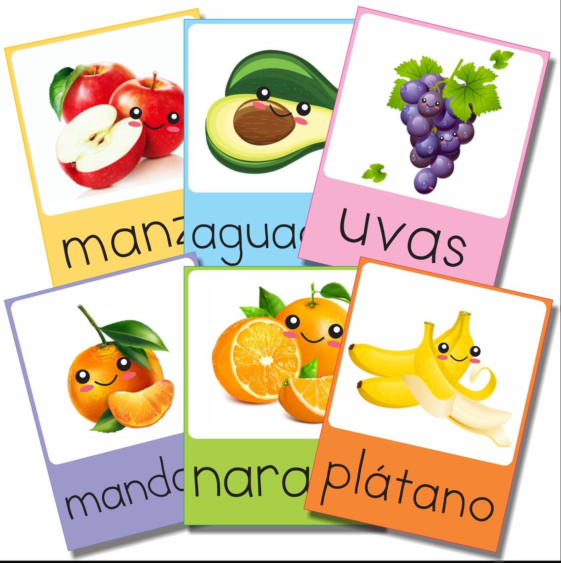 SPANISH Flashcards Fruits and Vegetables - Printable - Flashcards ...