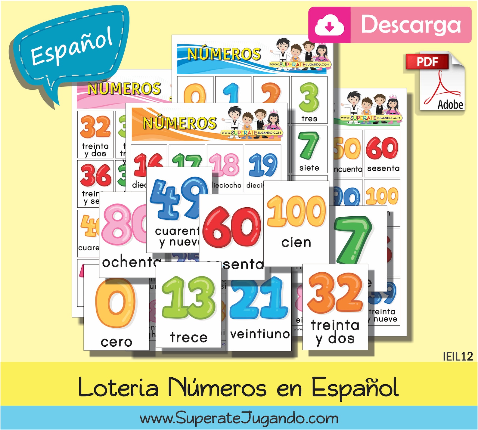 Lotería Números en Español para Imprimir / Spanish Numbers Bingo to ...