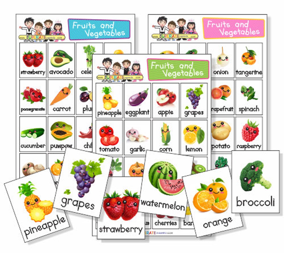 Printable Fruits and Vegetables Bingo Lotería Frutas Y Verduras En ...