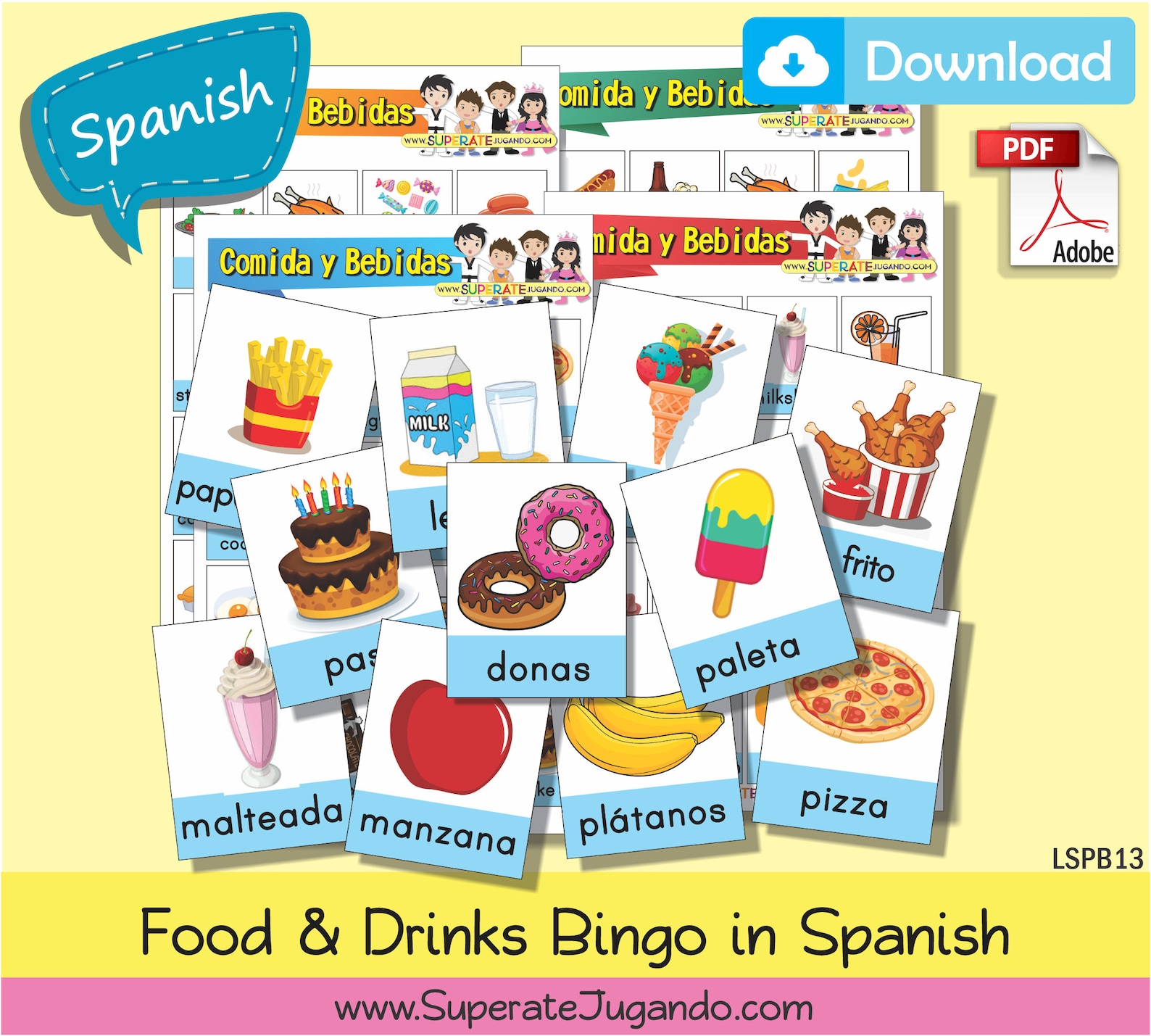 Lotería Comida y Bebidas en Español para Imprimir / Spanish Food and ...