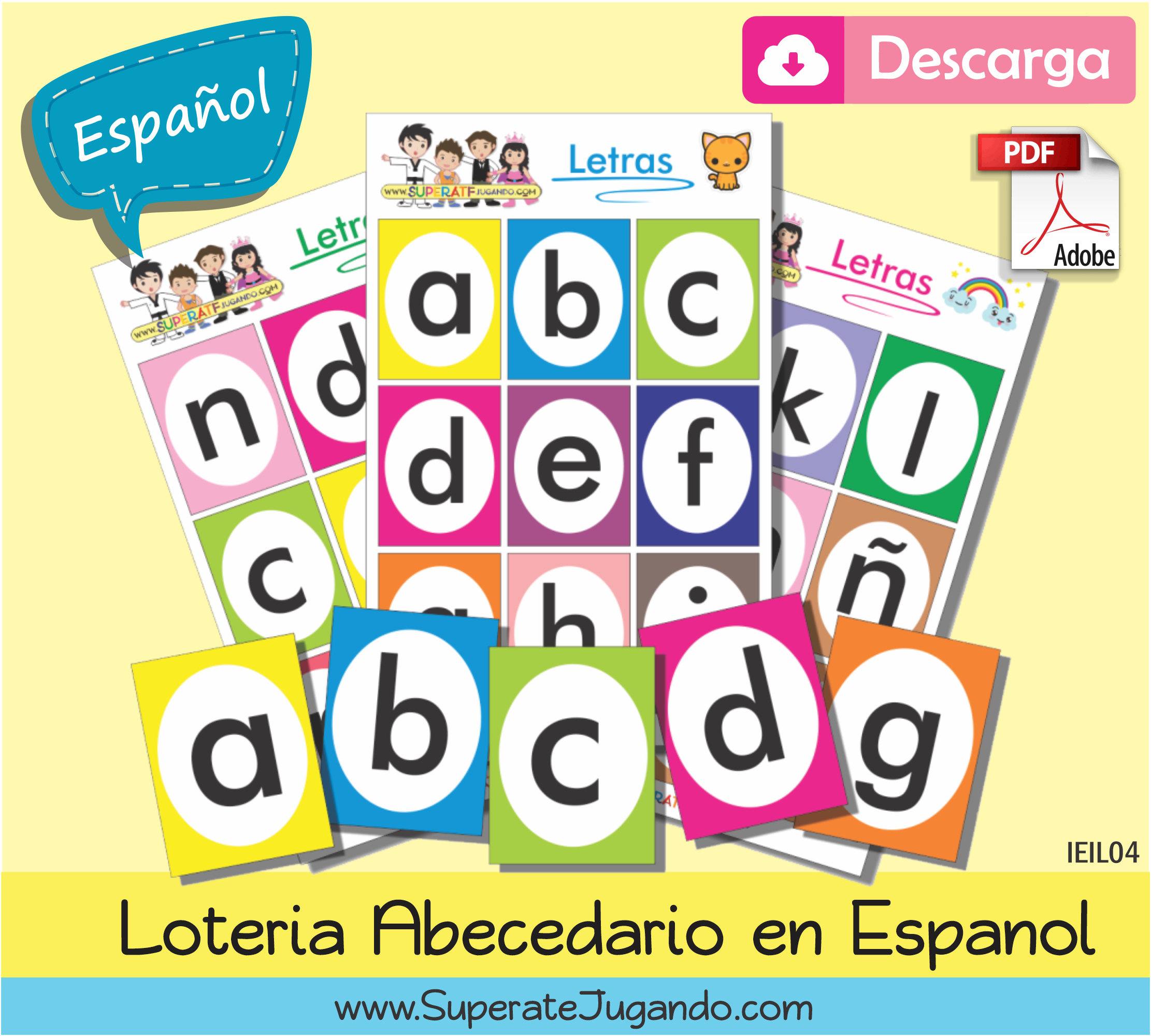 Printable Alphabet Bingo / Lotería Abecedario en INGLES para