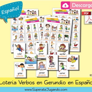 Spanish Continuous Verbs Bingo Printable / SPANISH Loteria Verbos ...