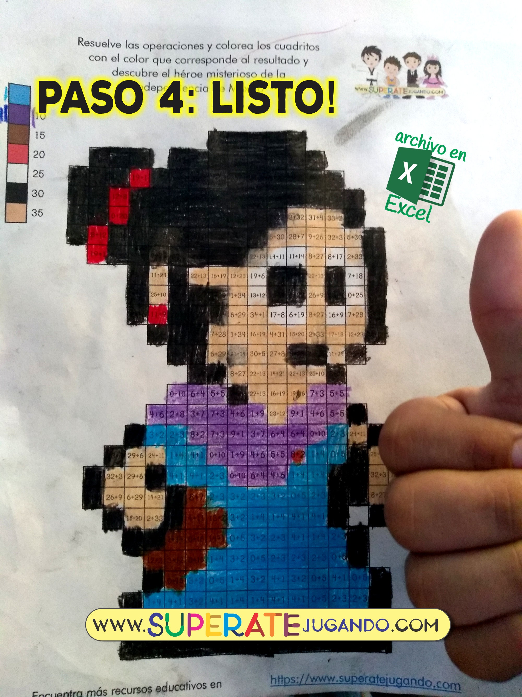 Pixel Personajes Mexicanos 1 - Independencia de México - Sumas y Restas ...