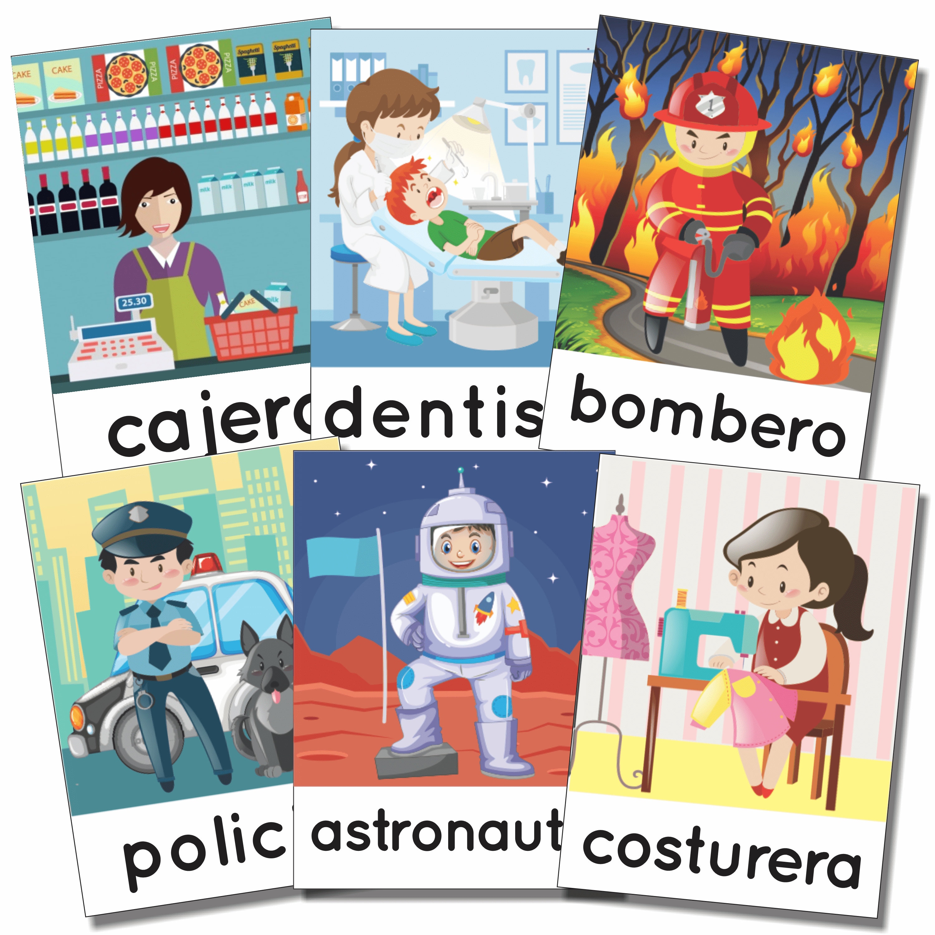 Flashcards SPANISH Jobs and Occupations - Printable - Oficios Y ...