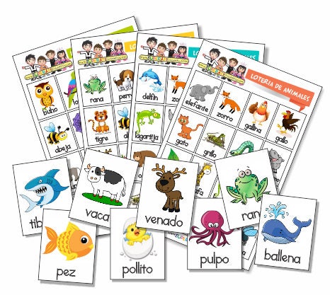 Lotería Animales en ESPAÑOL para imprimir, juego para identificar los ...