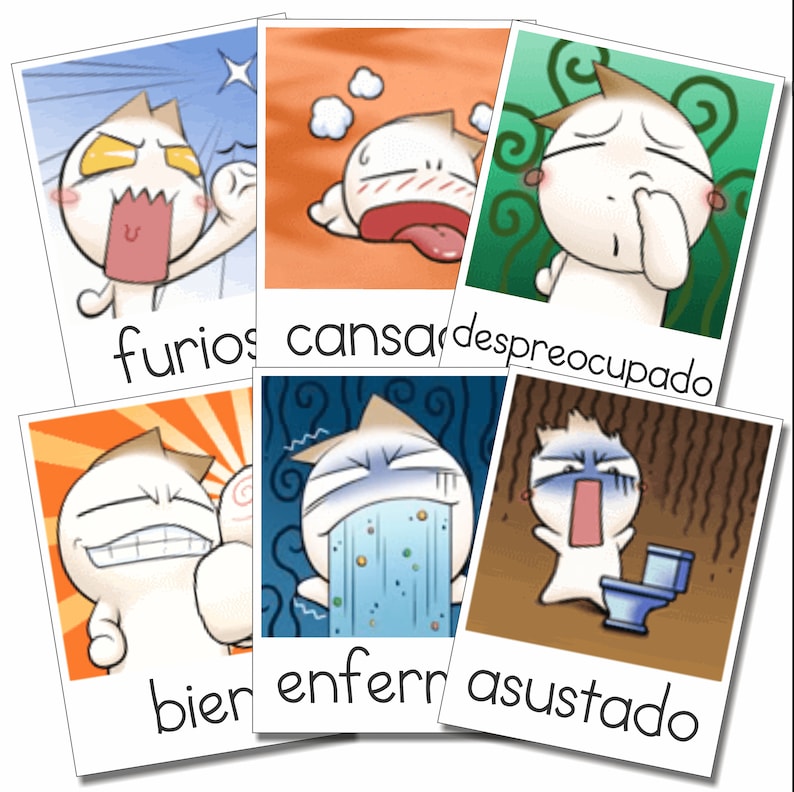 Flashcards Estados de Animo Emociones ESPAÑOL - Printable - Flashcards ...