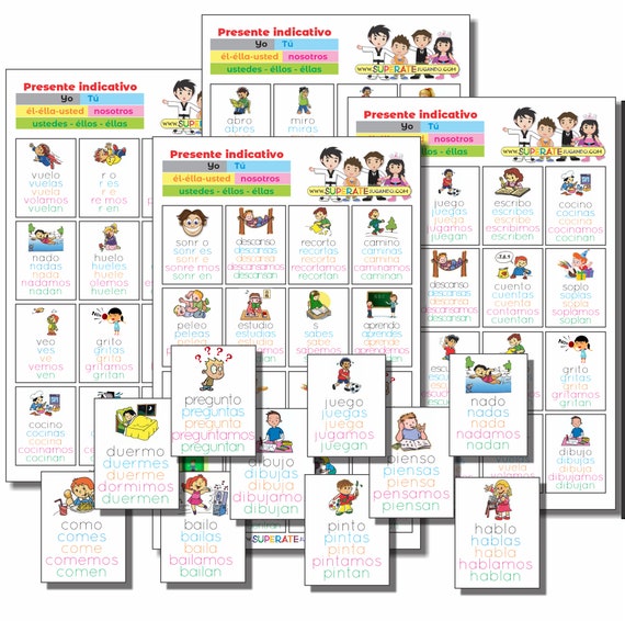 SPANISH Printable Present Indicative Verbs Bingo/Loteria Verbos ...