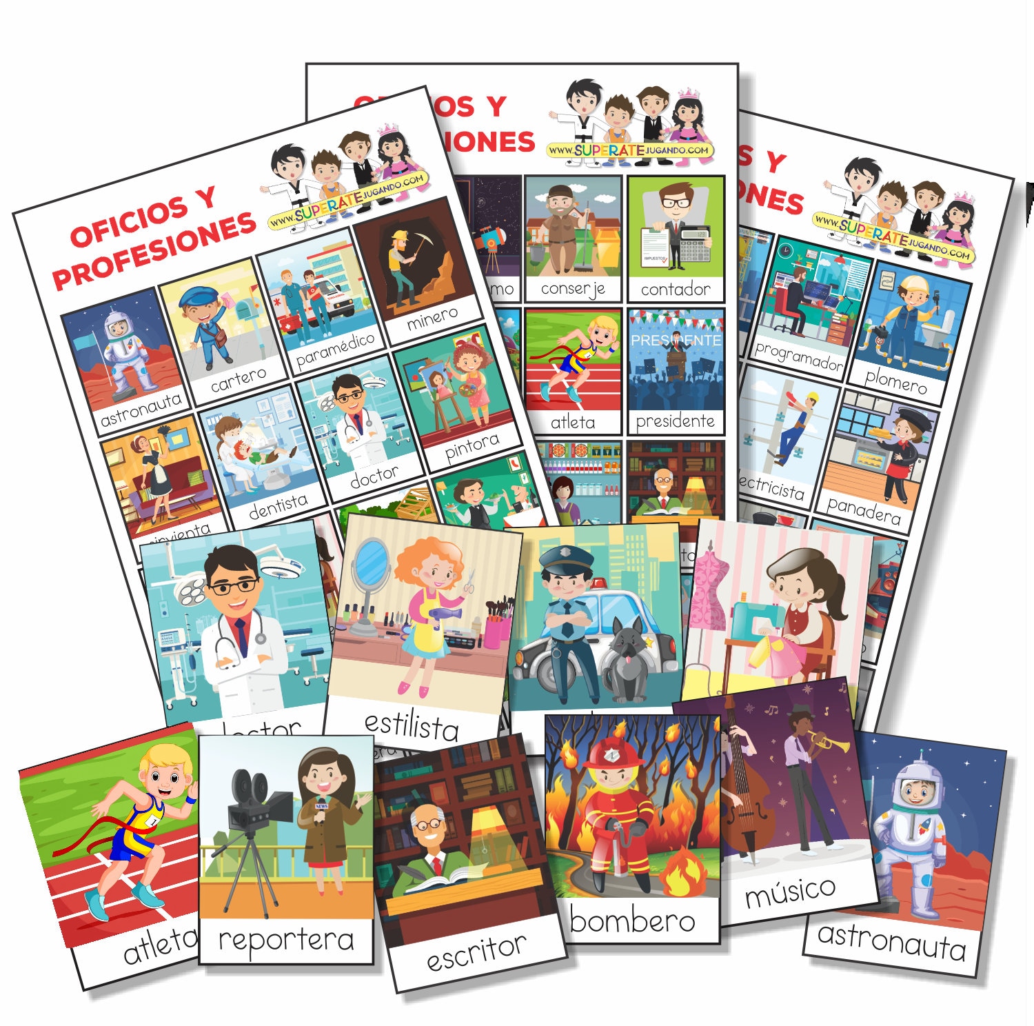 Lotería Oficios y Profesiones en ESPAÑOL para imprimir - juego para ...