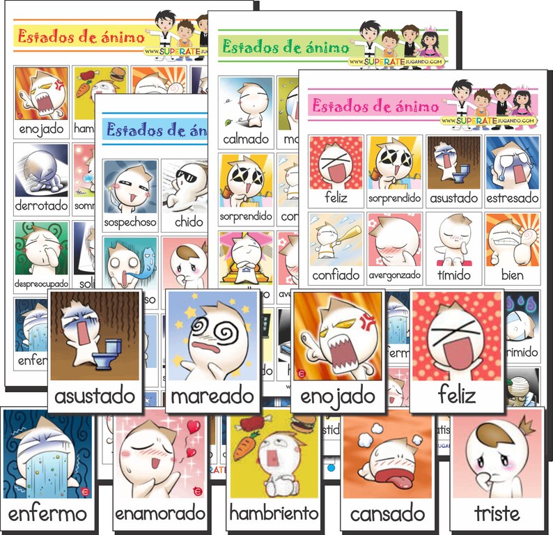 Lotería Estados de Ánimo en ESPAÑOL para imprimir - Spanish Printable ...