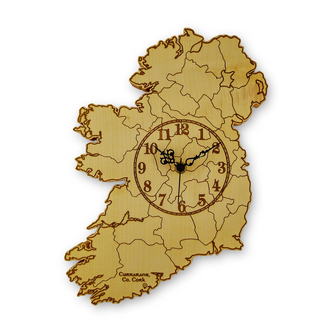 Ireland Map Wooden Wall Clock, Personalized Wooden Clock, Handmade ...