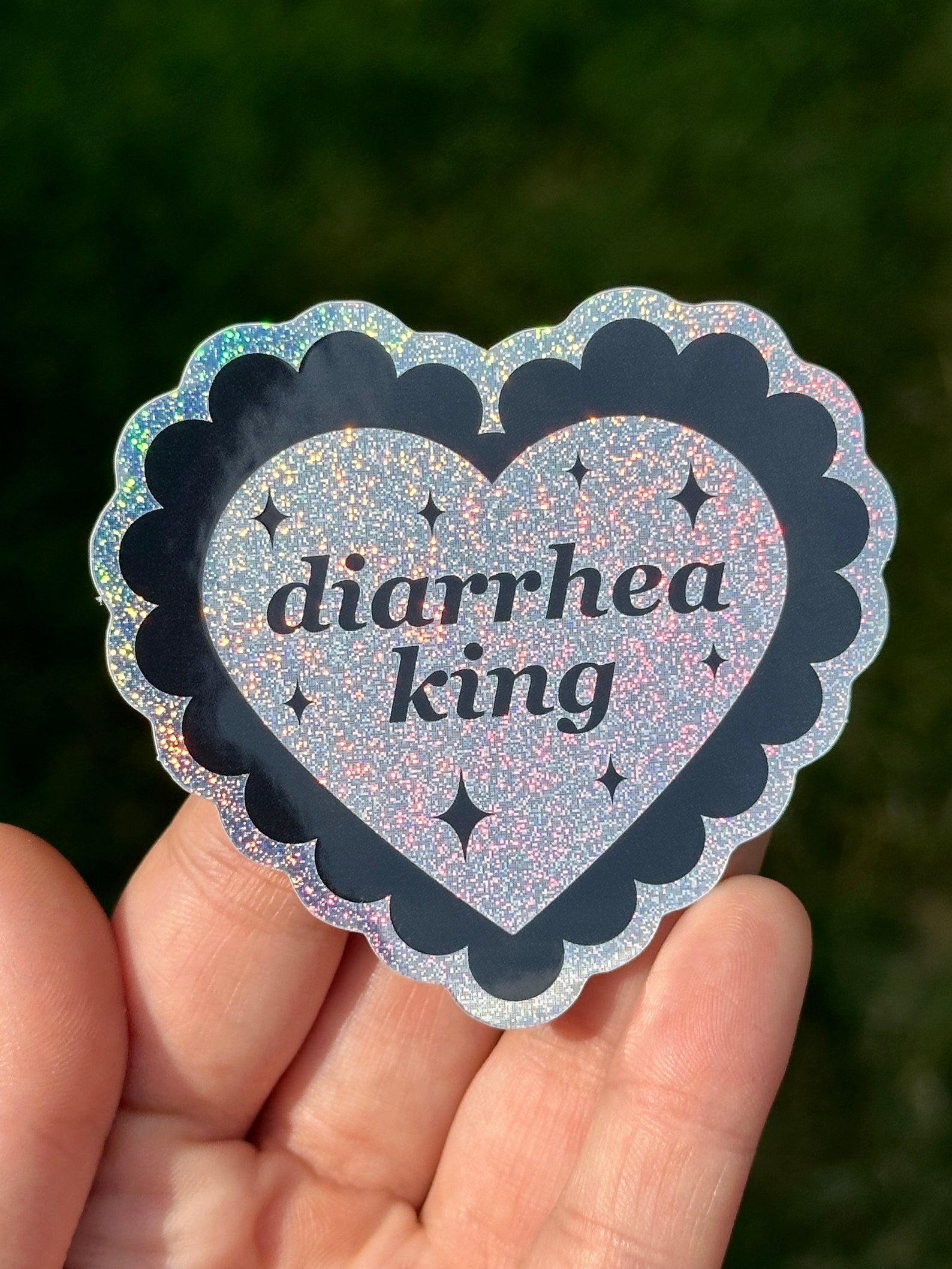 Diarrhea King Scalloped Glittery Heart Sticker - Etsy