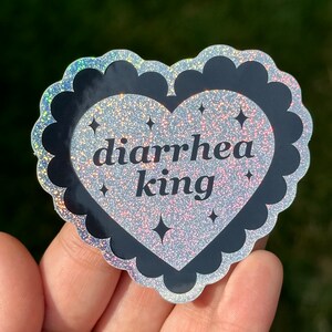 Diarrhea King Scalloped Glittery Heart Sticker - Etsy