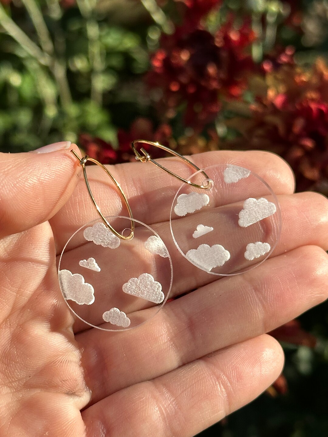 Clear Cloudy Circle Hoop Earrings - Etsy