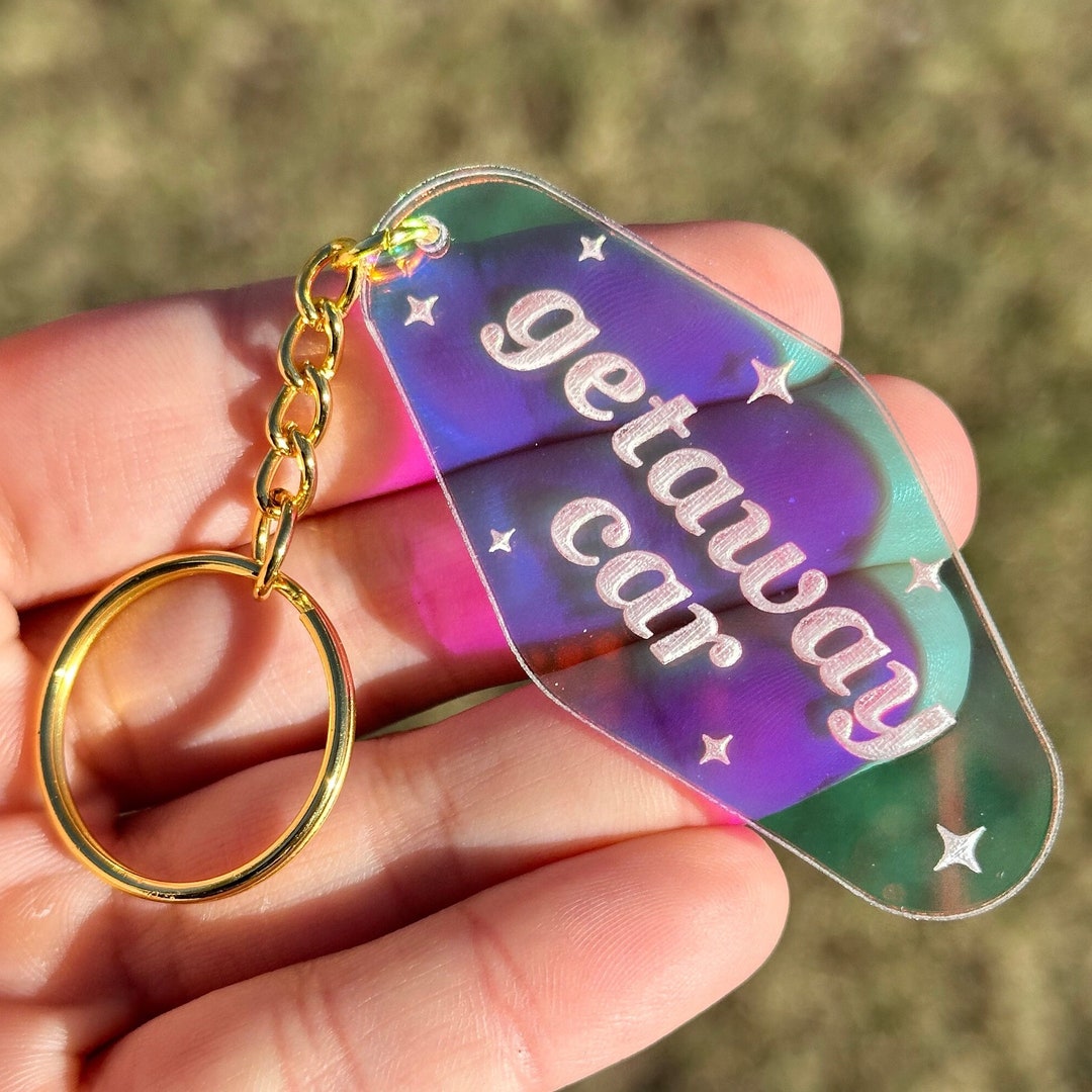 Getaway Car Iridescent Acrylic Motel Keychain - Etsy