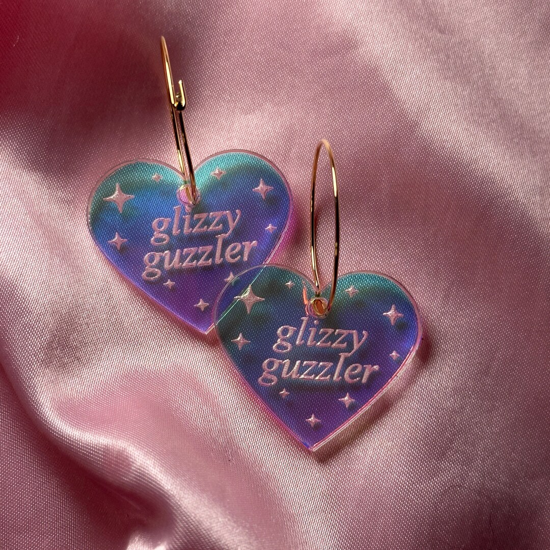 Iridescent Glizzy Guzzler Heart Hoop Earrings - Etsy