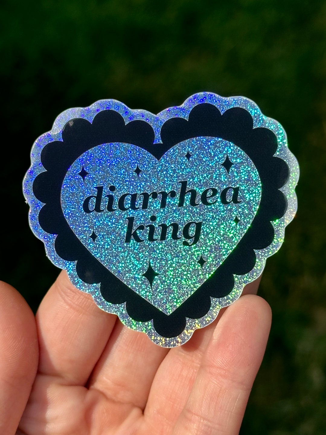Diarrhea King Scalloped Glittery Heart Sticker - Etsy