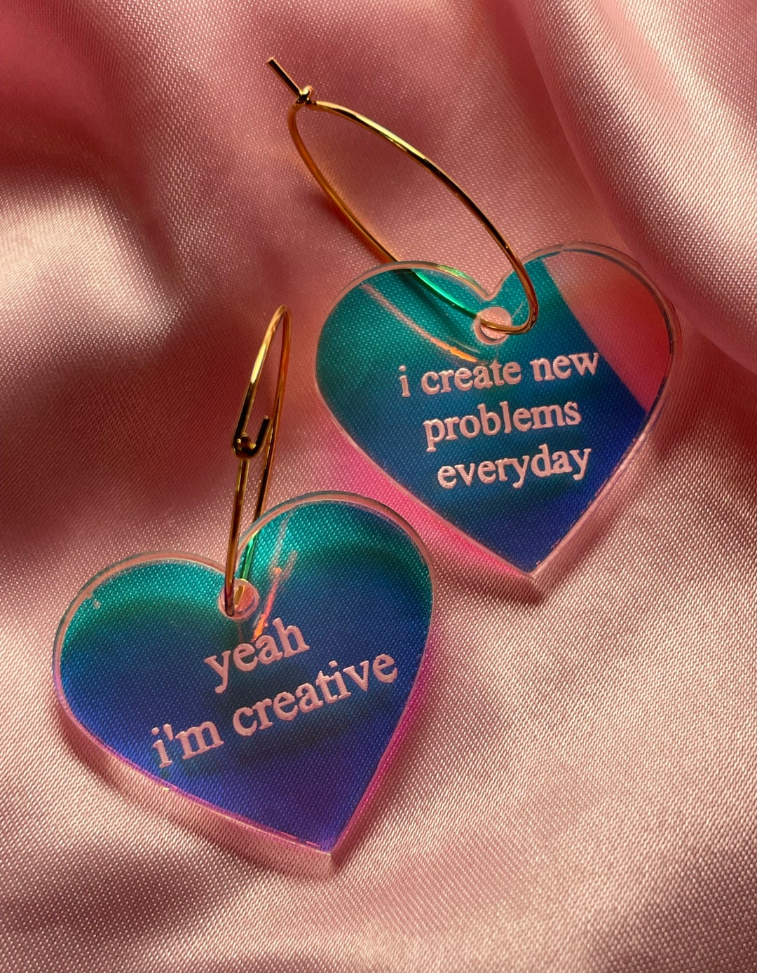 Iridescent Yeah I’m Creative I Create New Problems Everyday Heart Hoop ...