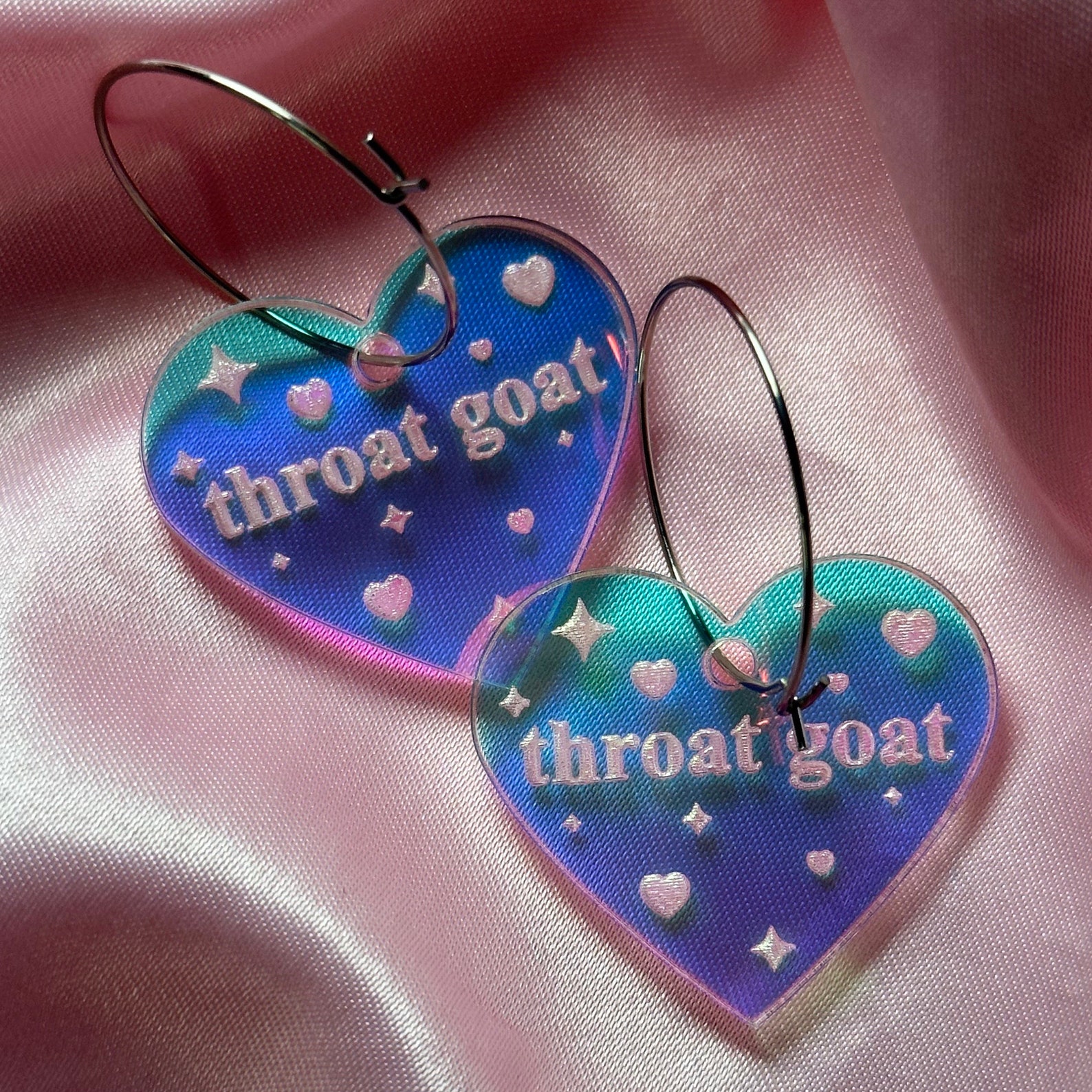 Iridescent Throat Goat Heart Hoop Earrings - Etsy