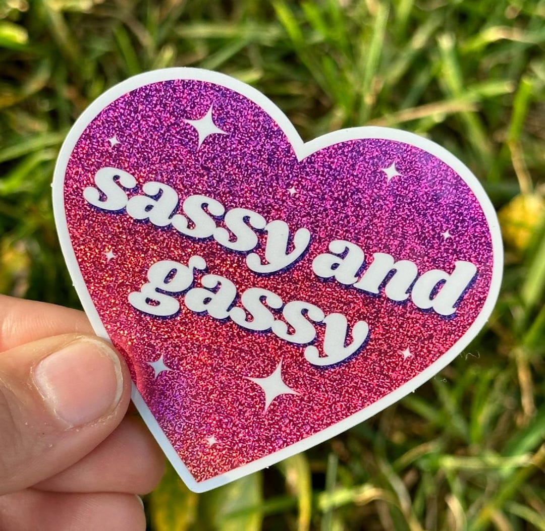 Sassy & Gassy Glittery Heart Sticker - Etsy