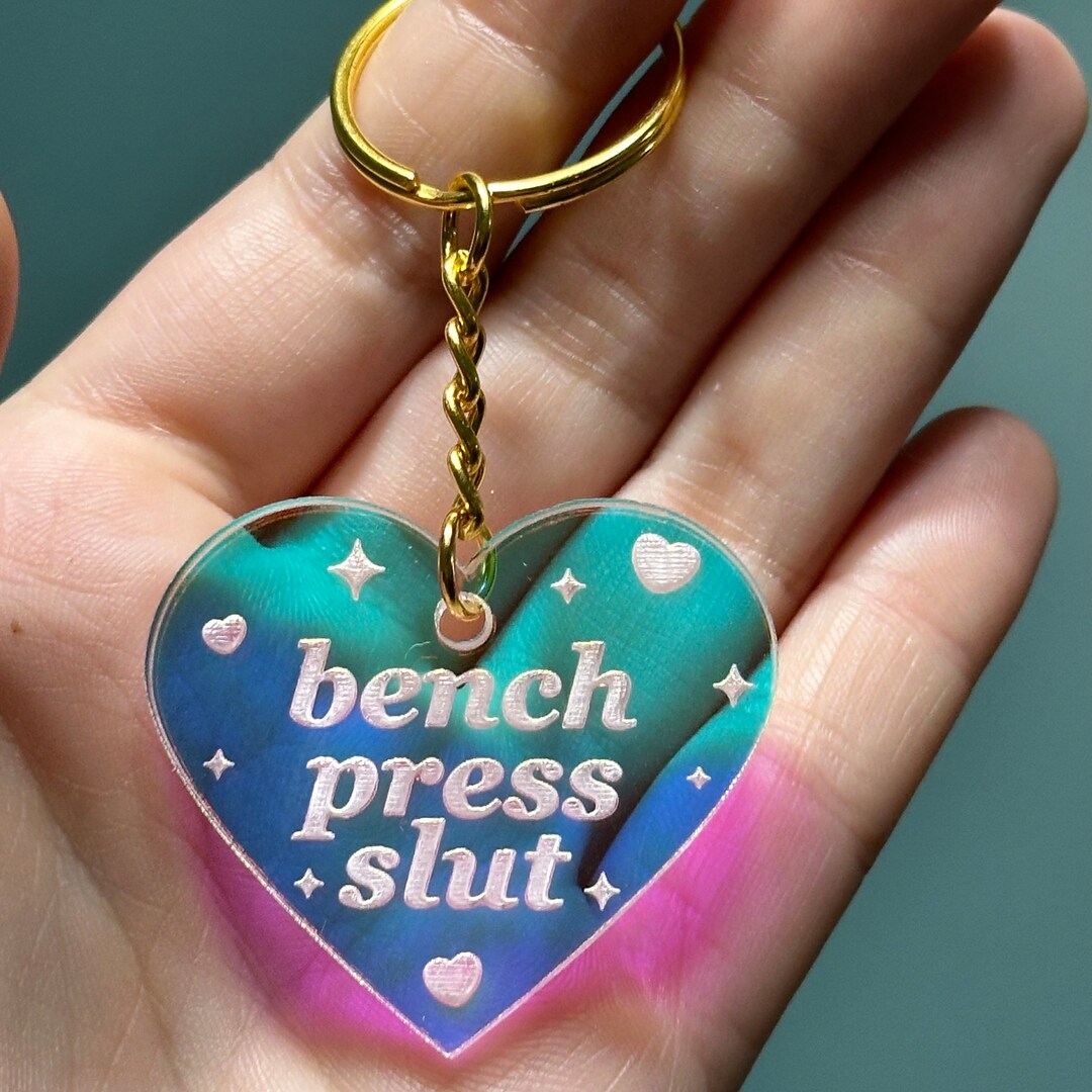 Bench Press Slut Iridescent Acrylic Keychain - Etsy