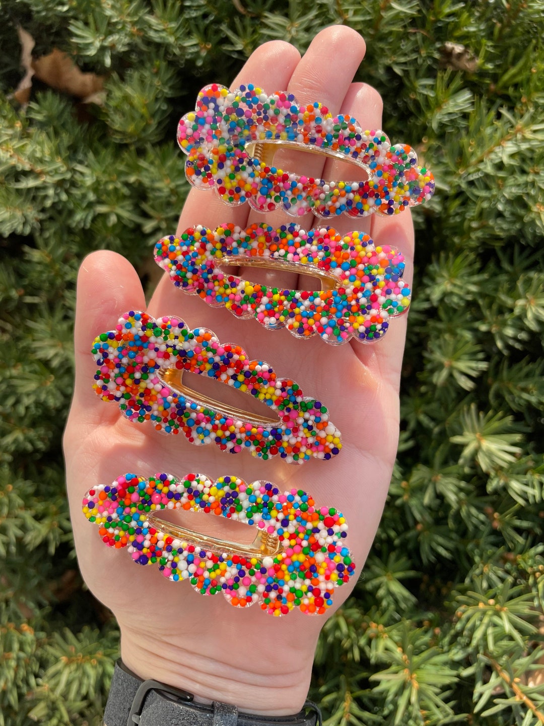 Individual Sprinkles Scalloped Resin Hair Clip - Etsy