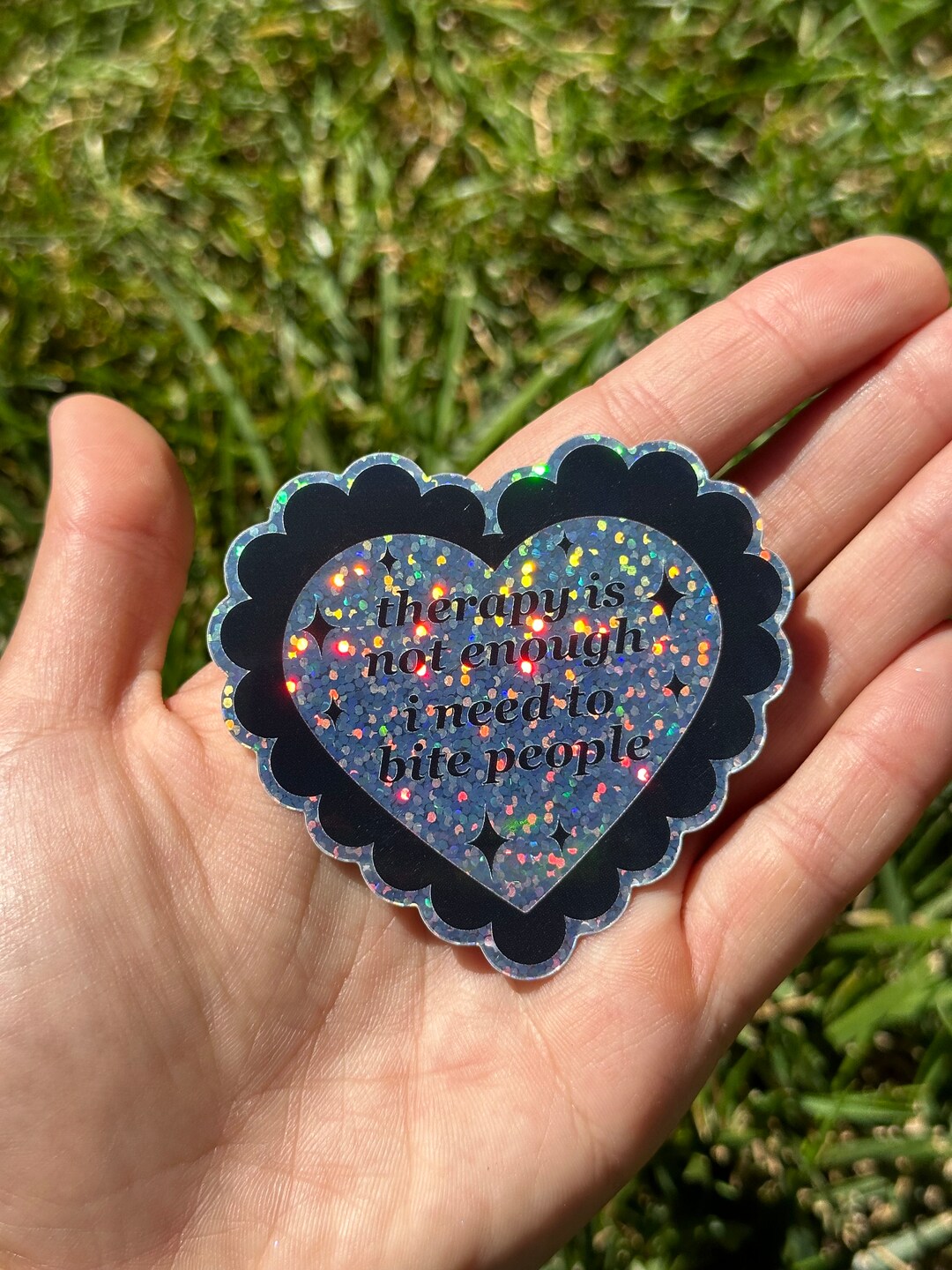 Therapy is Not Enough I Need to Bite People Glitter Sticker 2.7x2.5 - Etsy