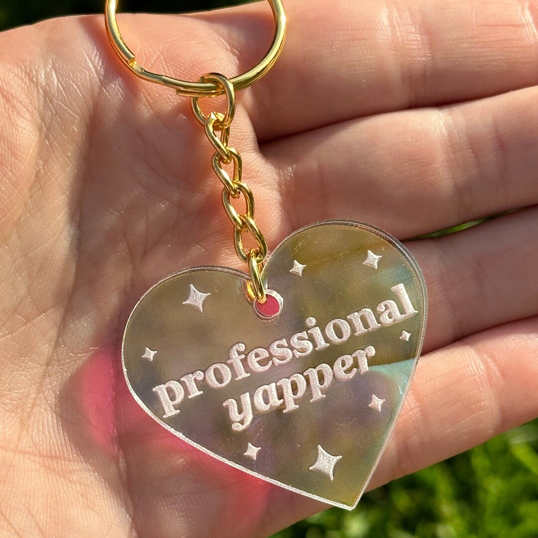 Professional Yapper Iridescent Acrylic Heart Keychain - Etsy