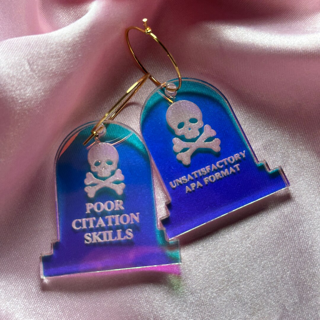 Iridescent Poor Citation Skills APA Format Tombstone Earrings - Etsy