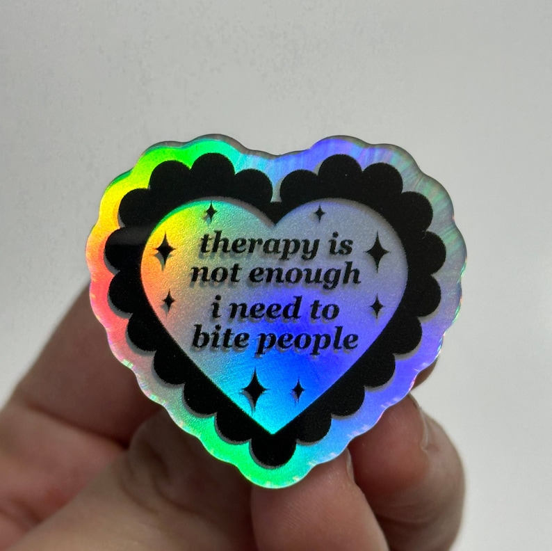 Therapy is Not Enough I Need to Bite People Holographic Acrylic Pin - Etsy