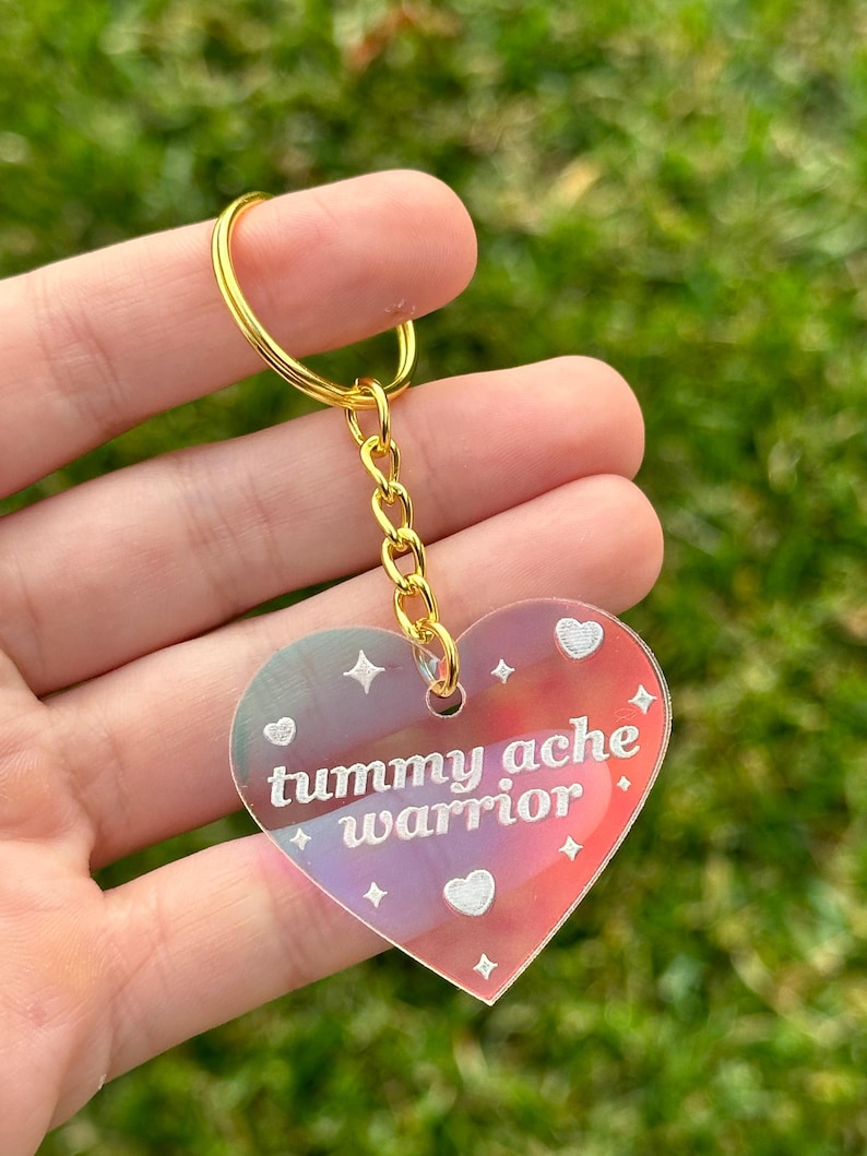 Tummy Ache Warrior Iridescent Acrylic Keychain - Etsy