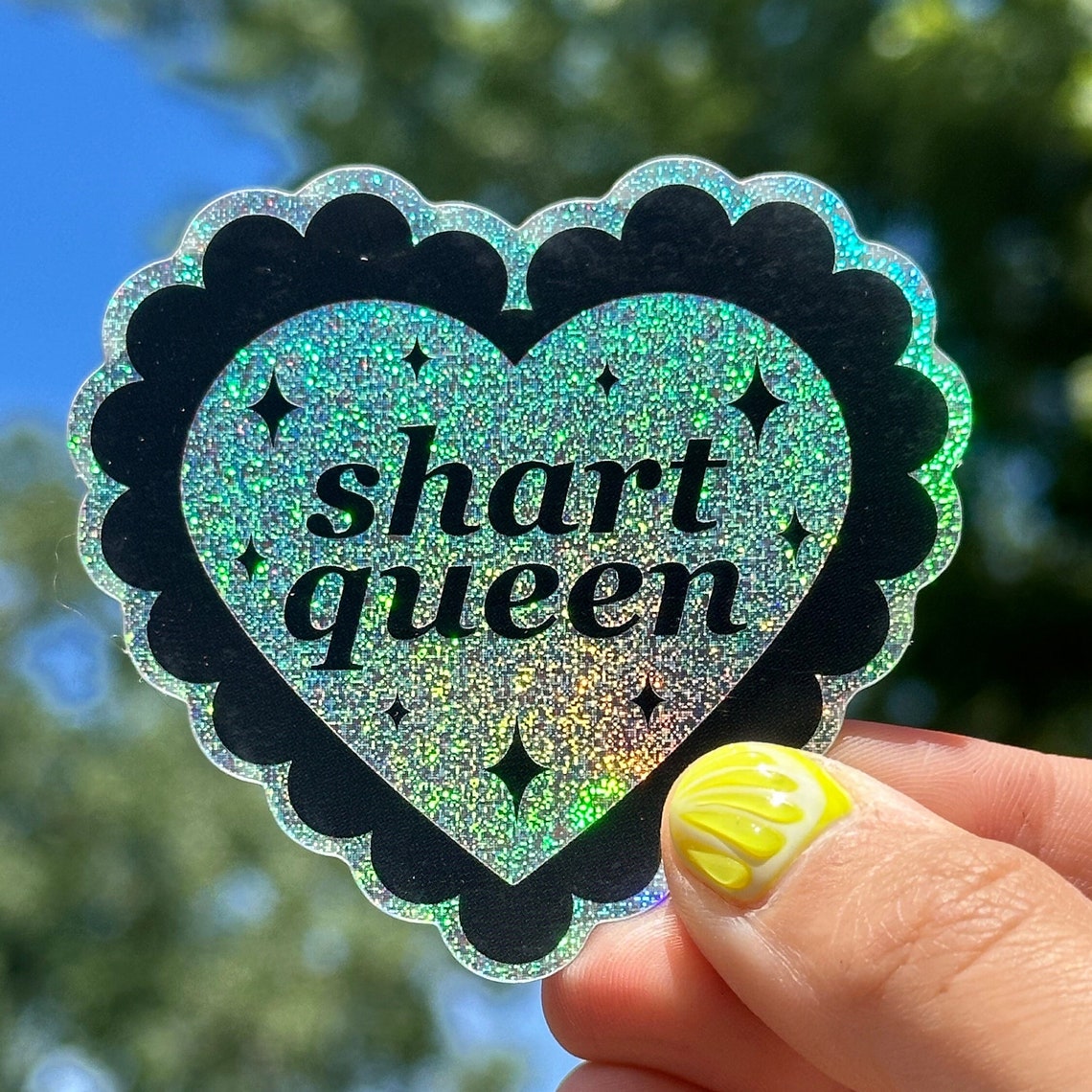 Shart Queen Scalloped Glittery Heart Sticker - Etsy