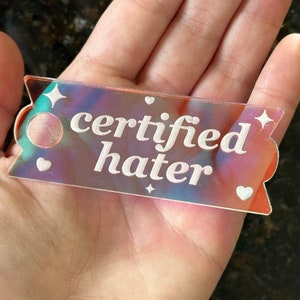 Iridescent Certified Hater Tumbler Topper 40 Oz Size (fits New 2.0 Cups ...