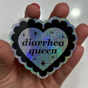 Diarrhea Queen Scalloped Glittery Heart Sticker - Etsy