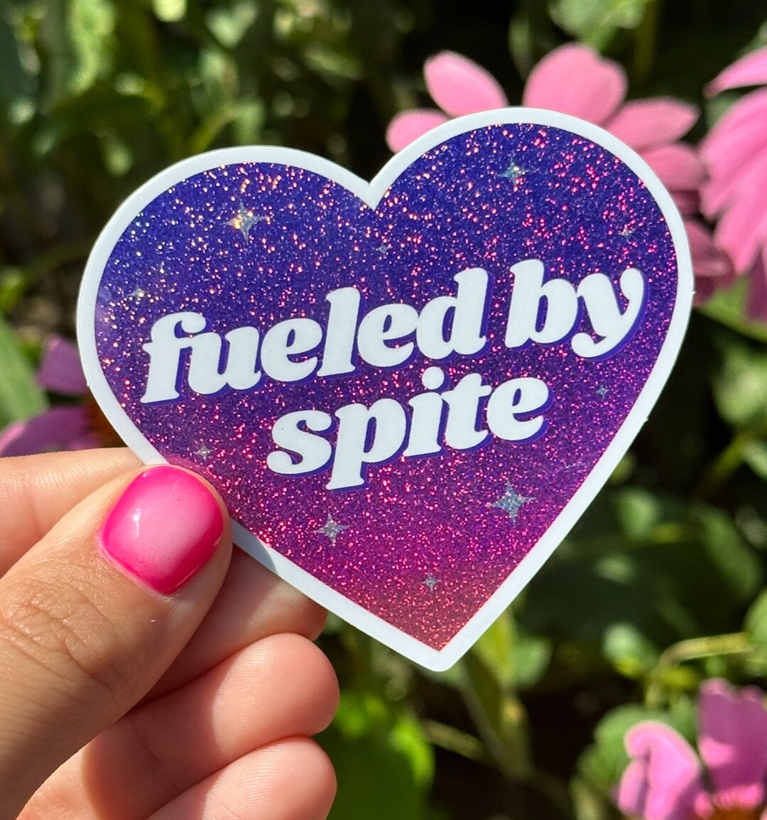 Fueled by Spite Ombre Glittery Heart Sticker - Etsy