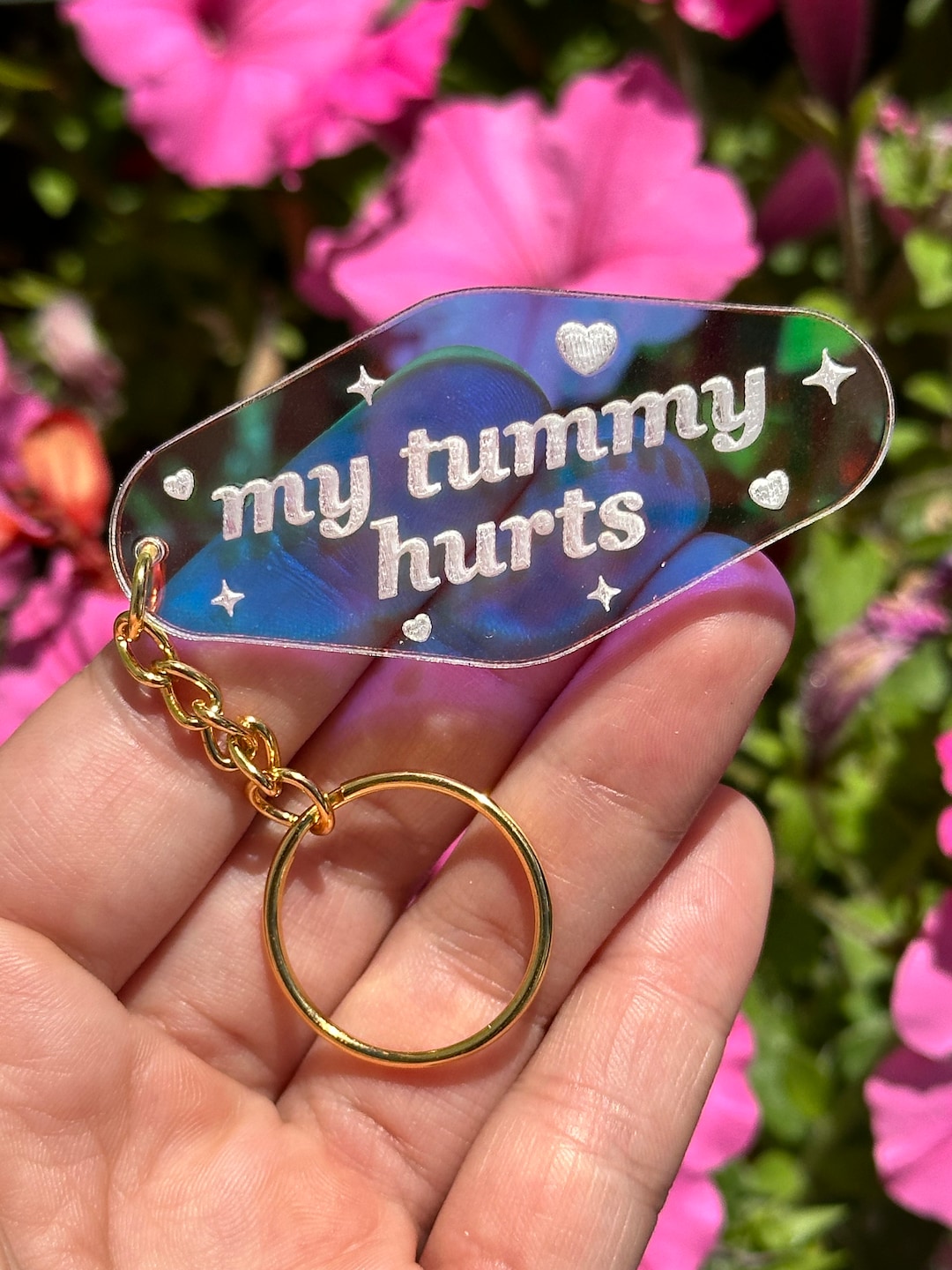 My Tummy Hurts Iridescent Acrylic Motel Keychain - Etsy
