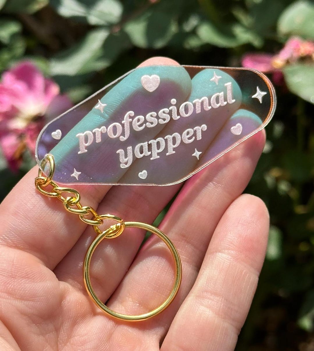 Professional Yapper Iridescent Acrylic Motel Keychain - Etsy