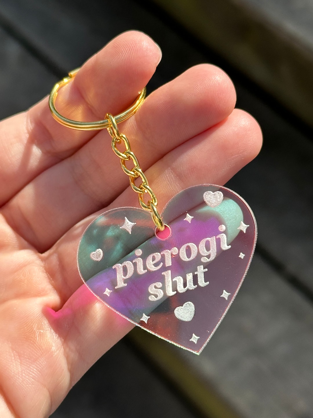 Pierogi Slut Iridescent Acrylic Keychain - Etsy