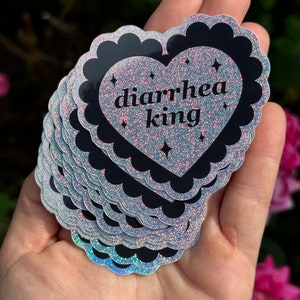 Diarrhea King Scalloped Glittery Heart Sticker - Etsy