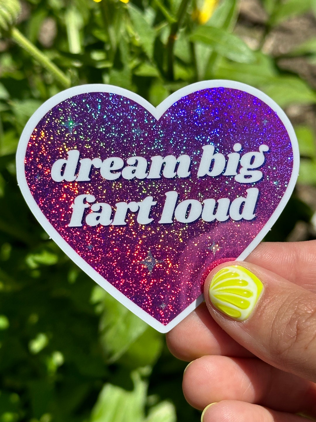 Dream Big Fart Loud Pink/purple Glittery Heart Sticker - Etsy