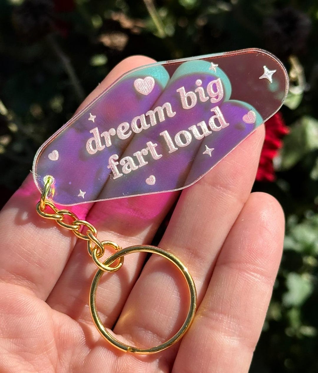 Dream Big Fart Loud Iridescent Acrylic Motel Keychain - Etsy