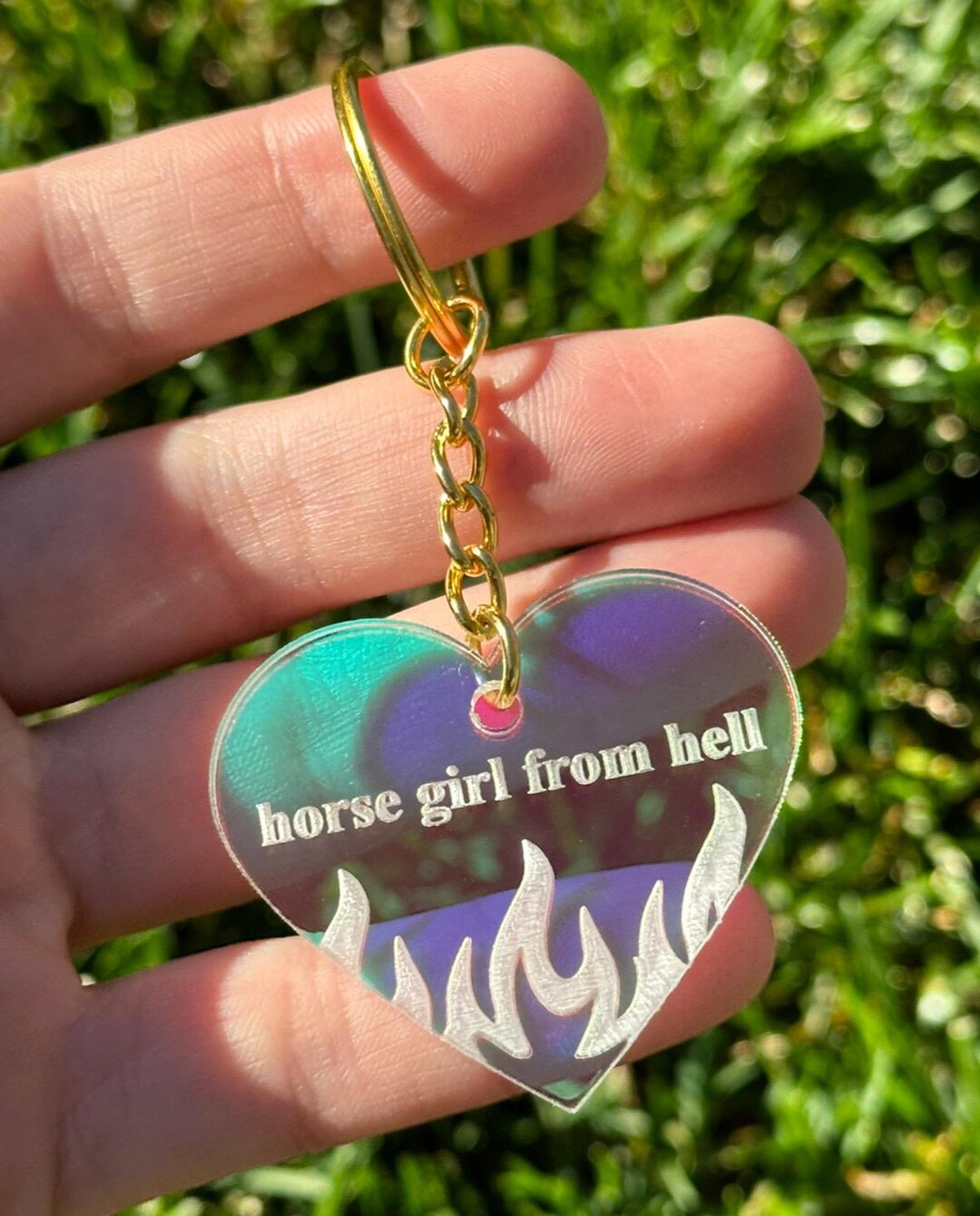Horse Girl From Hell Iridescent Acrylic Keychain - Etsy