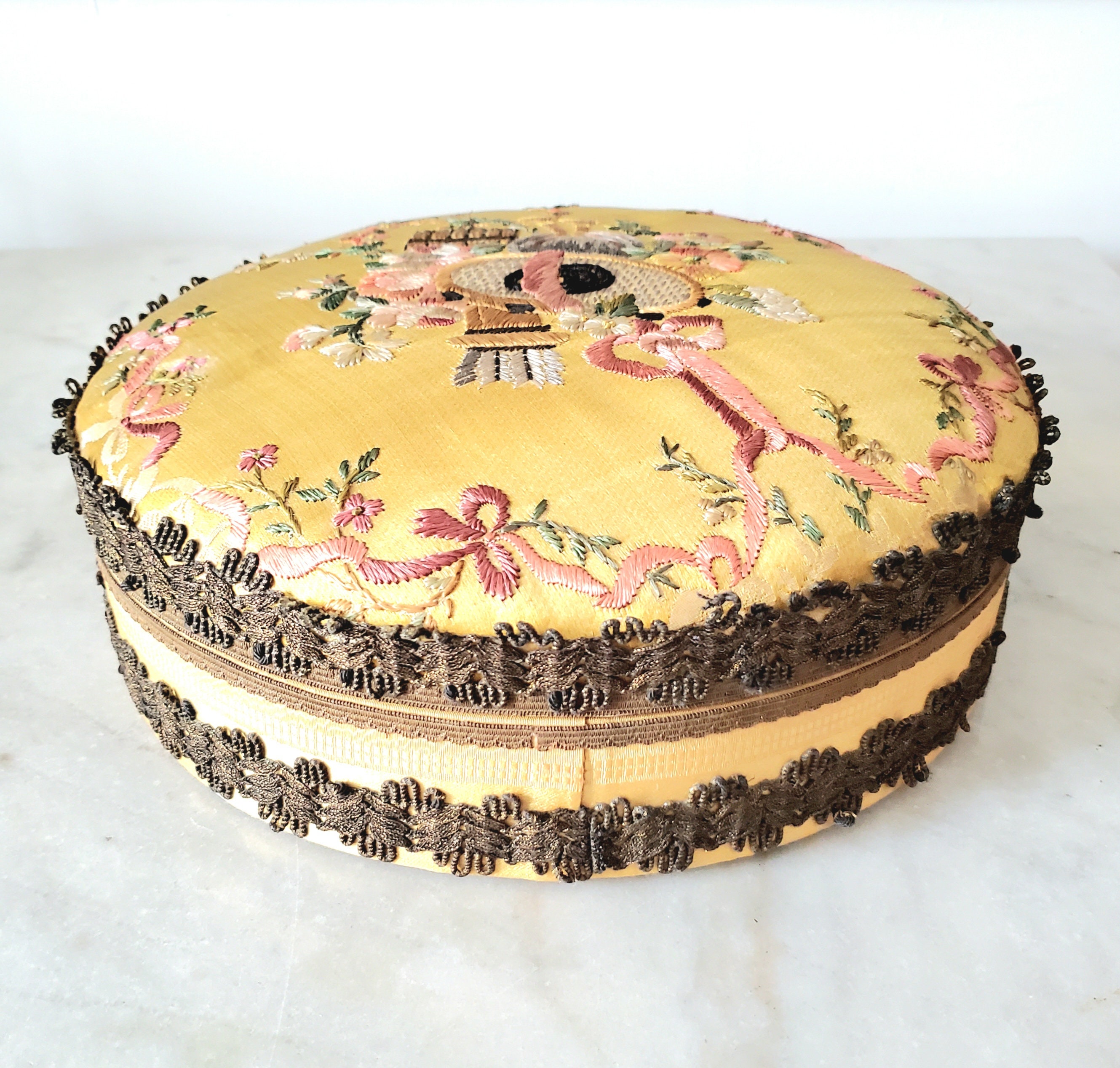 19th Century French Antique Silk Embroidered Chocolate Box . - Etsy
