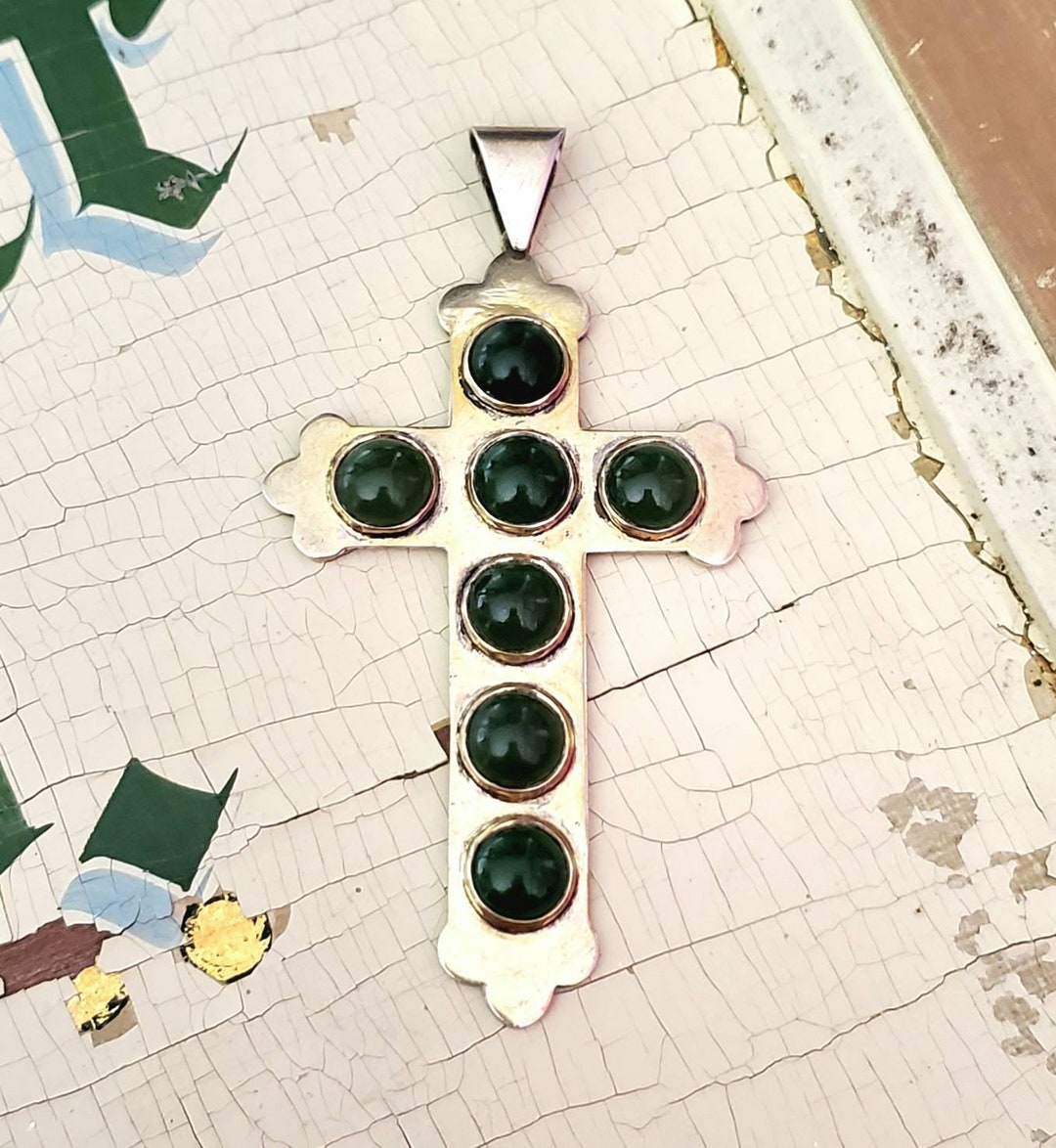Handmade Silver and Jade Cross From France . - Etsy