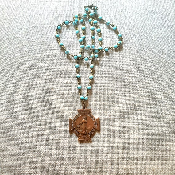 Copper 18th century Jesuit missionary cross medal nec… - Gem