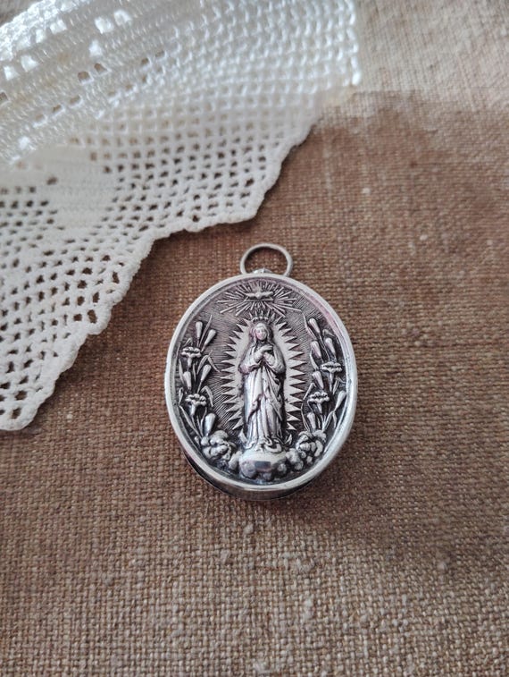French Antique 18th century Reliquary cross pendant. - Gem
