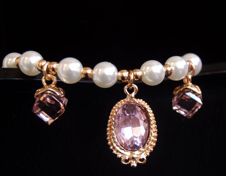 Pink Princess Tiny Dog Necklace,pink Crystal Dog Wedding Necklace.puppy ...