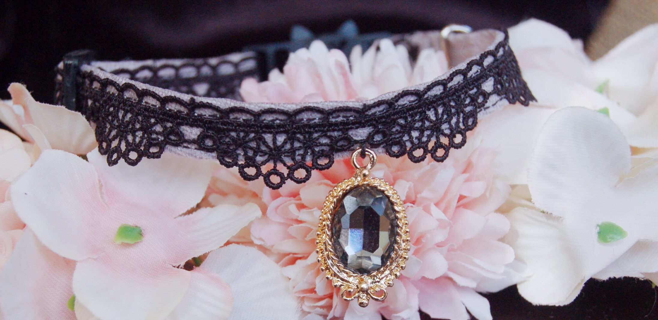 Breakaway Grey Cat Collarblack Lace Cat Collar.tiny Dog | Etsy