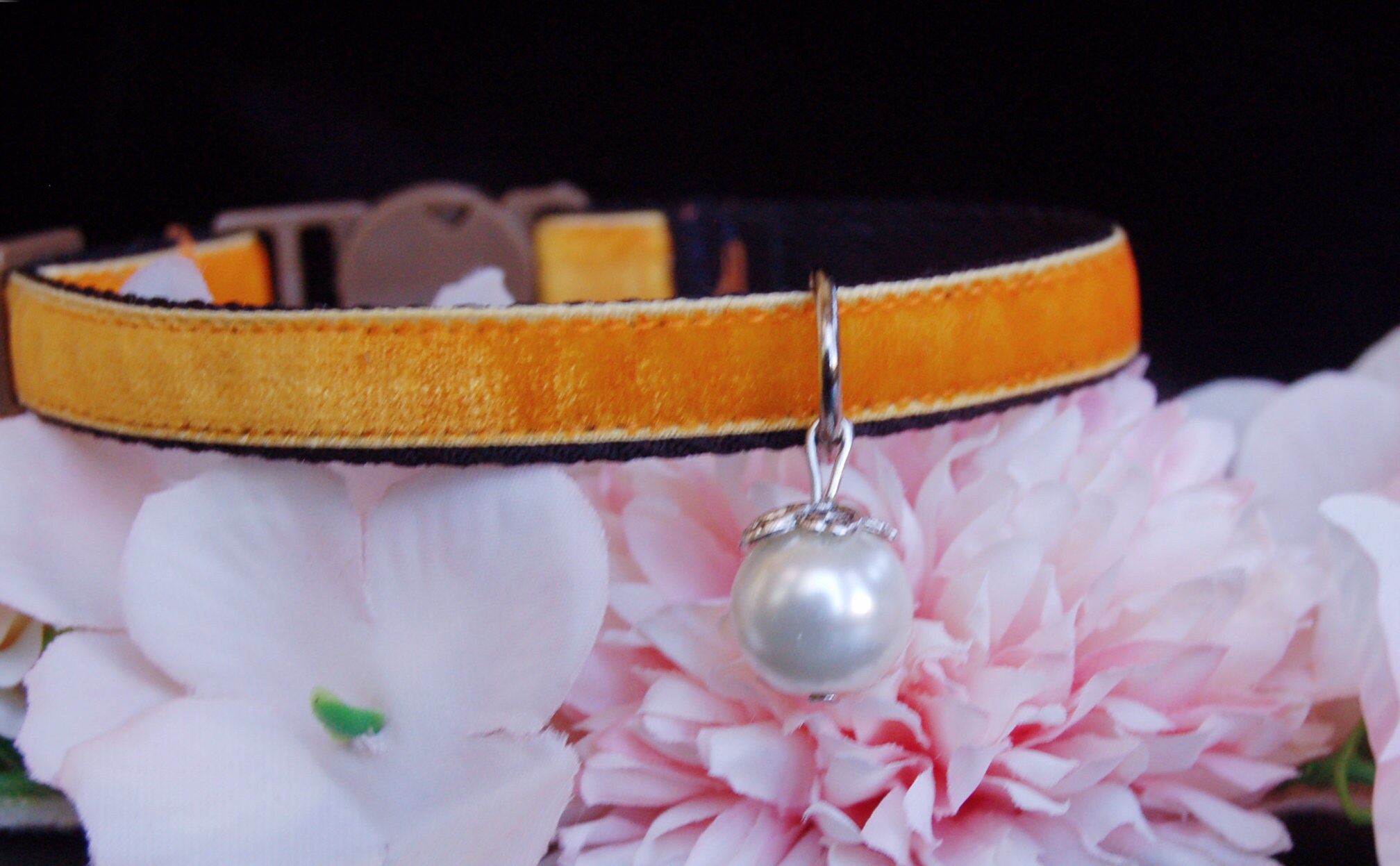 Cute Marigold Orange Velvet Cat Collar.fall Cat Collar Autumn - Etsy